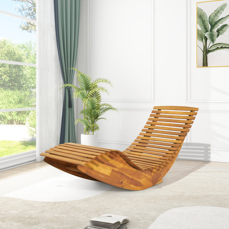 Wade Logan® Catryn 61.4 " Long Reclining Acacia Single Chaise | Wayfair